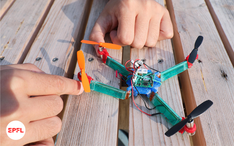 Bioinspired dual-stiffness origami drone